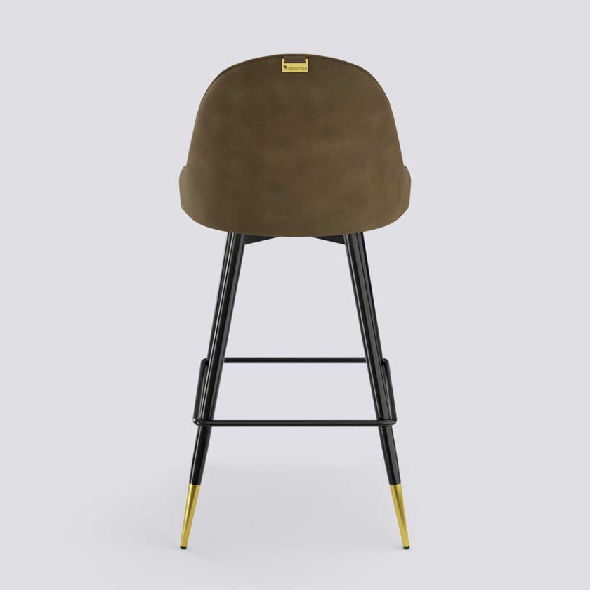 Valiant Bar Stool In Powder Coated + Gold Caps Metal Base | 627 Omacme Luxe