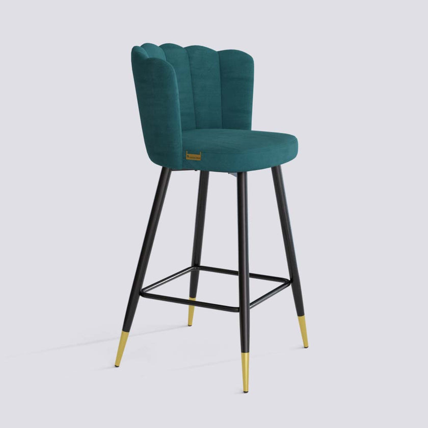 Flower Bar Stool In Powder Coated + Gold Caps Metal Base | 626 Omacme Luxe